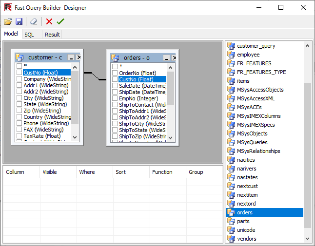 複雑なクエリの構築 | FastReport VCL